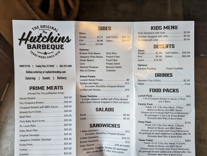 A menu that reads like a carnivore's love letter. Choosing just one item? That's a Texas-sized challenge I'm happy to accept!