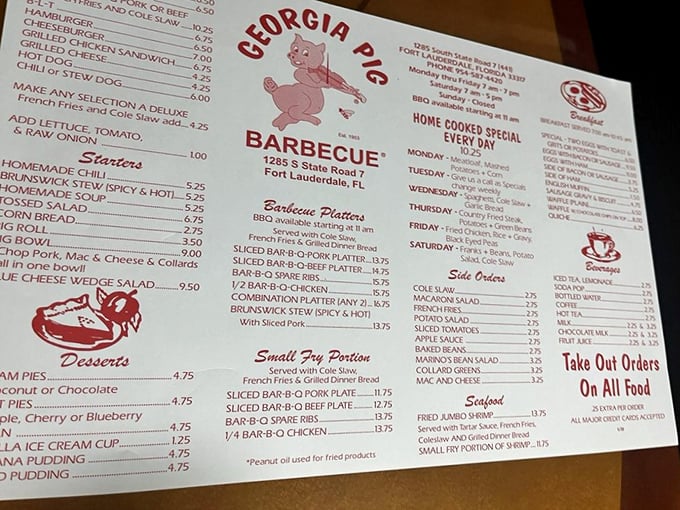 Decisions, decisions! This menu is like a roadmap to flavor town, with pit stops at all your favorite barbecue destinations.