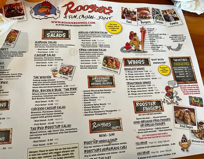 Behold, the sacred scroll of deliciousness! This menu is a treasure map, and X marks the spot for flavor gold.