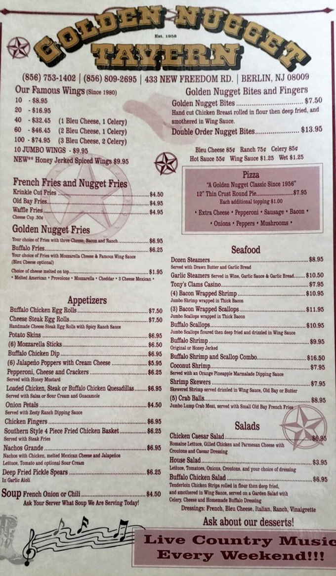 This menu isn't just a list&mdash;it's a treasure map. The "Famous Wings (Since 1980)" headline tells you everything you need to know about priorities here.