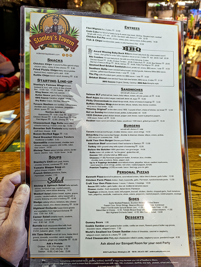 Behold, the sacred text of Stanley's! This menu isn't just a list, it's a roadmap to flavor town. Choose your own adventure, but remember - calories don't count here!