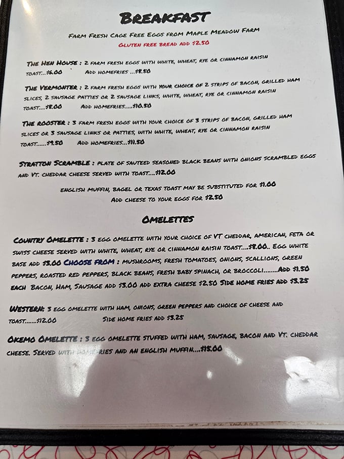 This isn't a menu&mdash;it's a roadmap to happiness. The "Okemo Omelet" might require a ski trip afterward, but it's worth every delicious calorie.