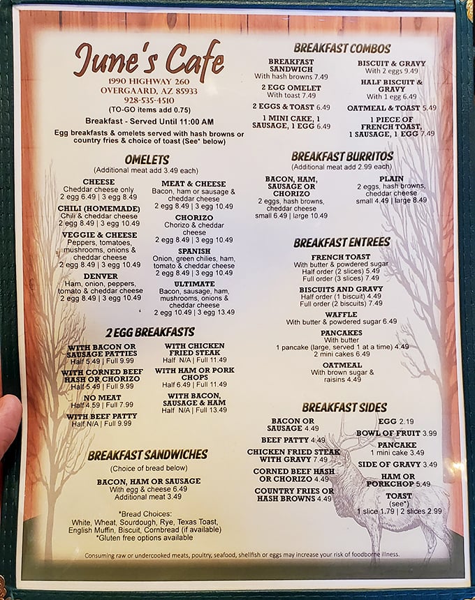 This menu isn't just a list &ndash; it's a roadmap to happiness with choices that make deciding harder than climbing the nearby Mogollon Rim.