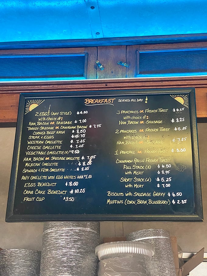 This menu board isn't just a list of options &ndash; it's a historical document showcasing breakfast democracy at its finest, with prices that won't break the bank.