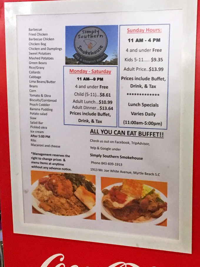 The menu board tells the whole story &ndash; barbecue, fried chicken, and enough Southern sides to make your cardiologist write a strongly worded letter.