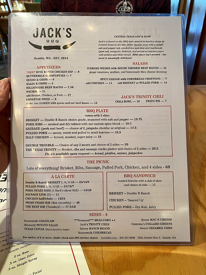 The menu reads like a love letter to Central Texas traditions &ndash; simple, straightforward, and focused on what matters most.