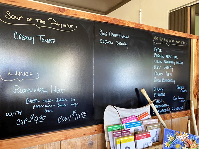 The chalkboard menu tells you everything you need to know about life in Dayville: good soup, great pie, and something called "Bloody Mary Mac" that's worth the drive alone.