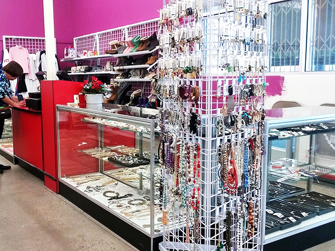 Jewelry displays that would make Elizabeth Taylor pause mid-shopping spree. Each necklace has a story waiting for its next chapter.