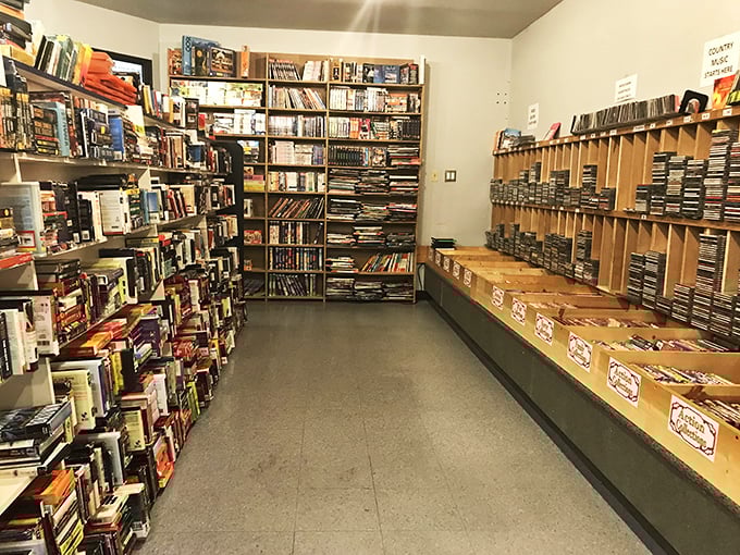 DVDs and books living in harmony? It's like the Sharks and Jets decided to open a media store together. Who says you can't have it all?