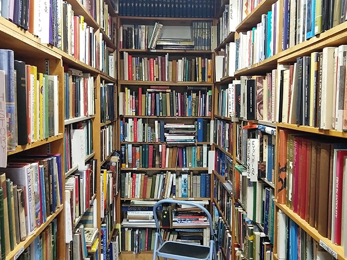 Behold, the hallowed halls of knowledge! These shelves are stacked higher than a Jenga tower at a librarians' convention.
