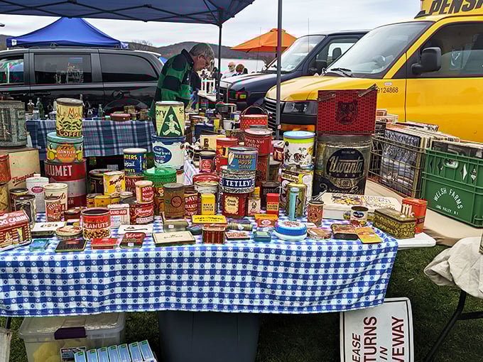 Grandma's pantry meets Mad Men's wet bar. These vintage tins and cans are a time capsule of mid-century munchies and libations.