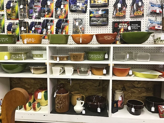Pyrex paradise meets Star Wars collectibles&mdash;where your grandmother's kitchen and your childhood obsessions collide in colorful harmony.