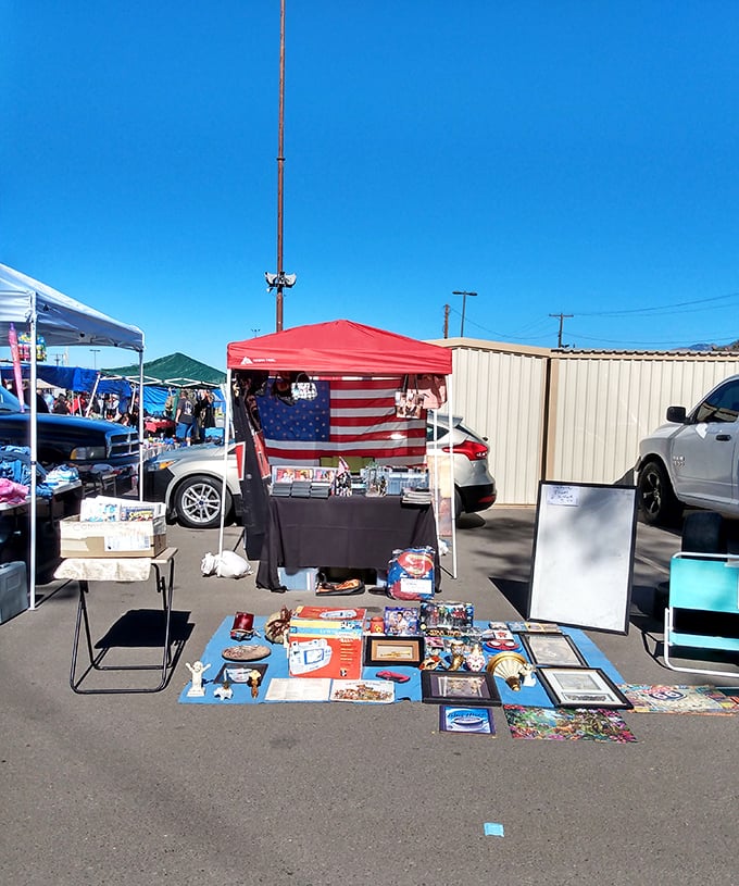 From kitchenware to knick-knacks, this display is a nostalgic trip down memory lane. Grandma's china, meet millennial's vintage obsession.