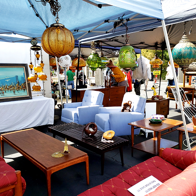 Mid-century modern meets bohemian chic in this furniture oasis. It's like "Mad Men" and "Woodstock" had a yard sale baby!