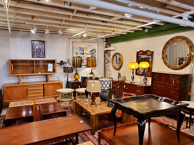 "Mid-century modern meets Victorian elegance in this furniture time warp. Don Draper would feel right at home here."