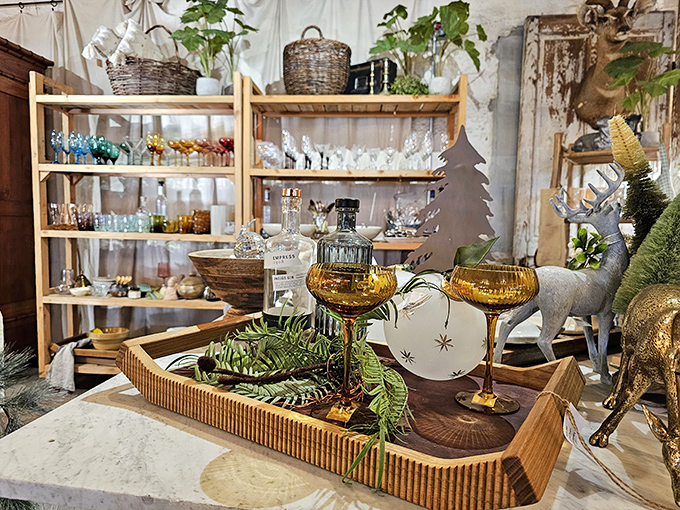 Cheers to the past! This glassware display is like a liquid rainbow of history. Who knew time travel could be so stylish?