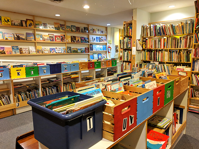 Bookworm heaven alert! This colorful interior could make even Marie Kondo throw up her hands and say, "You know what? Keep it all. It sparks joy."