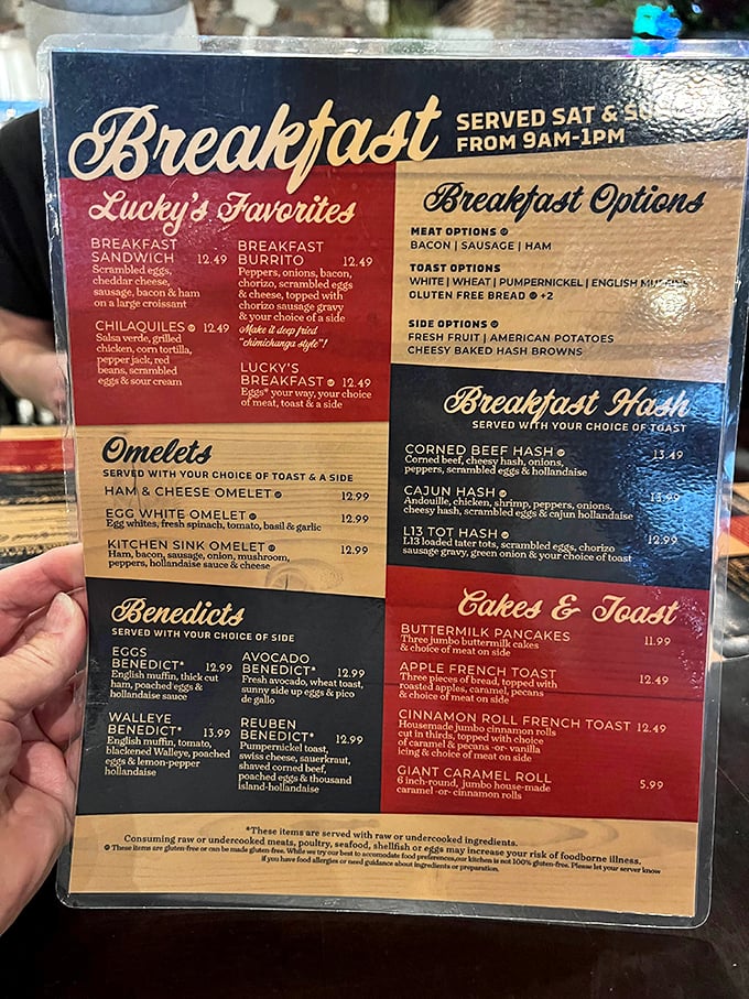 Breakfast options that'll make you question why you ever settled for cereal. From Benedicts to burritos, this menu is a morning game-changer.