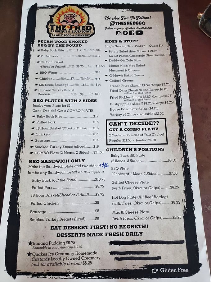 Decisions, decisions! The Shed's menu is a mouthwatering roadmap to flavor town. Pro tip: Bring a friend and share everything &ndash; your taste buds will thank you.