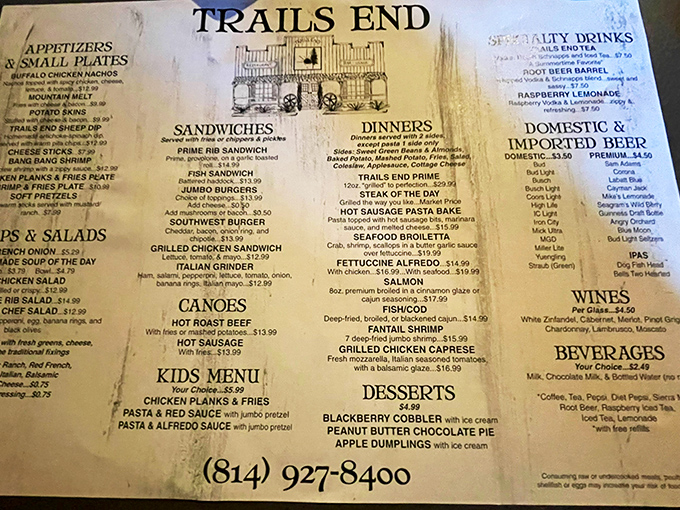 Behold, the menu of dreams! From prime rib to pasta, it's a choose-your-own-adventure of deliciousness. Decisions, decisions&hellip;