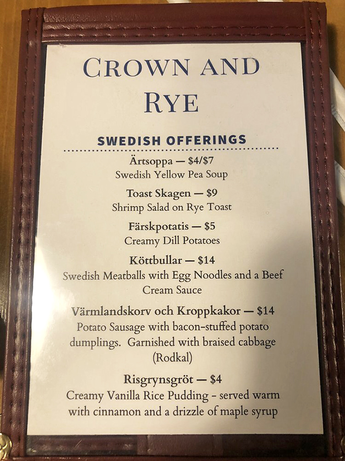 Sm&ouml;rg&aring;sbord of choices! From &Auml;rtsoppa to Risgrynsgr&ouml;t, this menu is like a delicious Swedish language lesson with a side of comfort food.