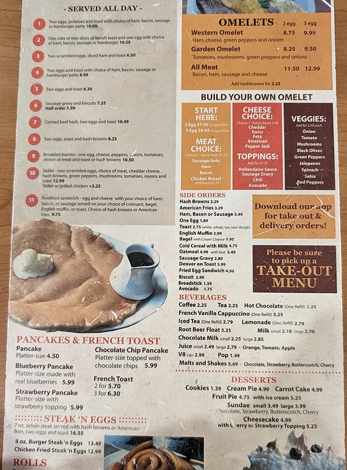This menu is like a roadmap to flavor town. From build-your-own omelets to malts and shakes, it's a choose-your-own-adventure of deliciousness.