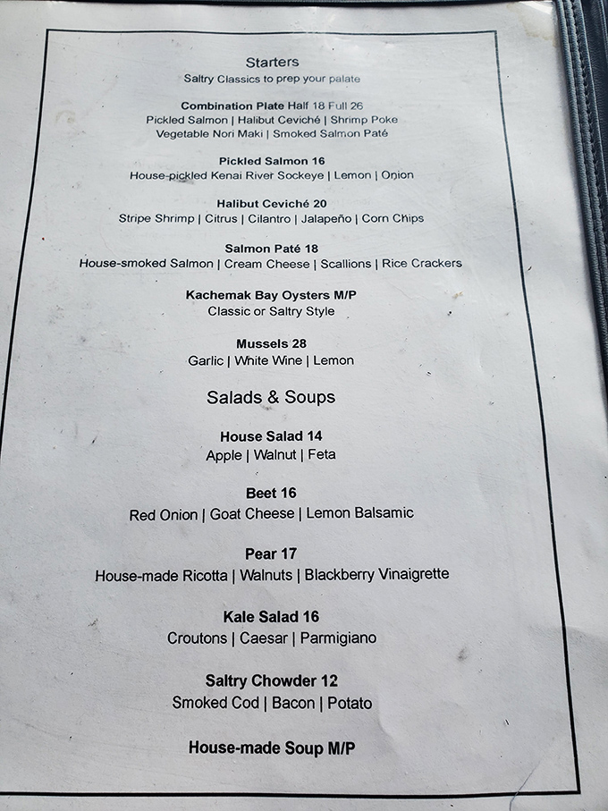 This menu is a love letter to Alaskan seafood. It's like the ocean decided to throw a party on your plate!