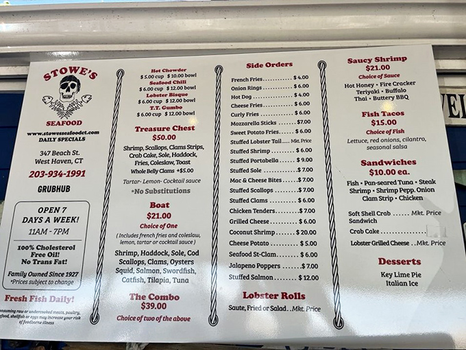 Decisions, decisions! Stowe's menu is a siren song of seafood specialties that'll have you wishing for a bigger stomach.