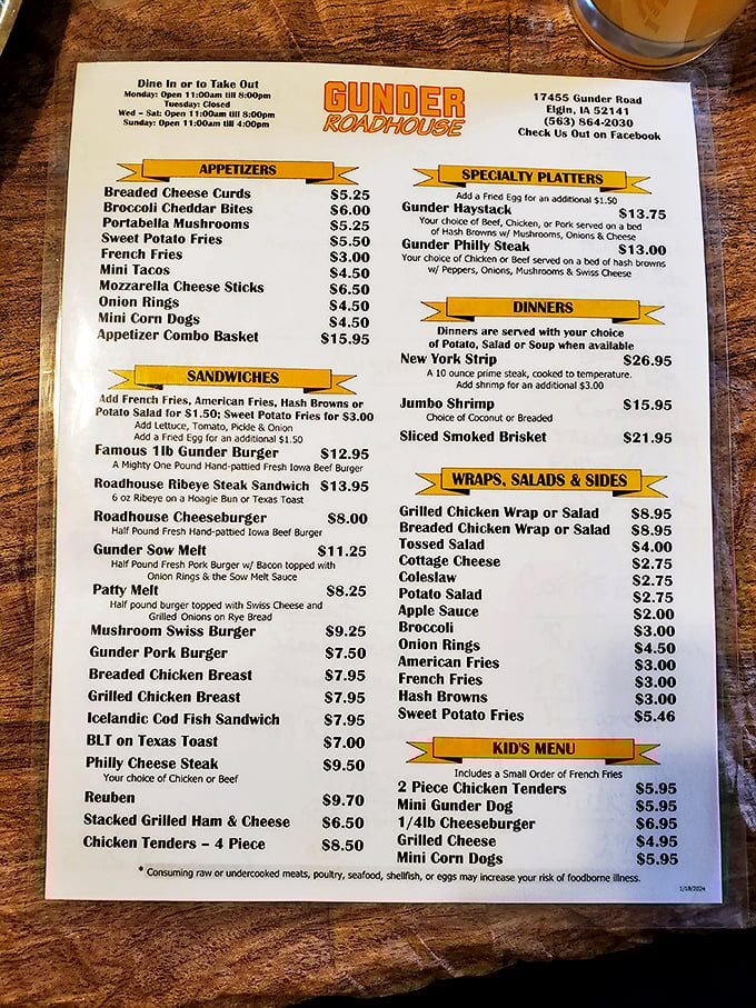 Decisions, decisions! This menu is a roadmap to culinary bliss. It's like choosing your own adventure, but every path leads to deliciousness.