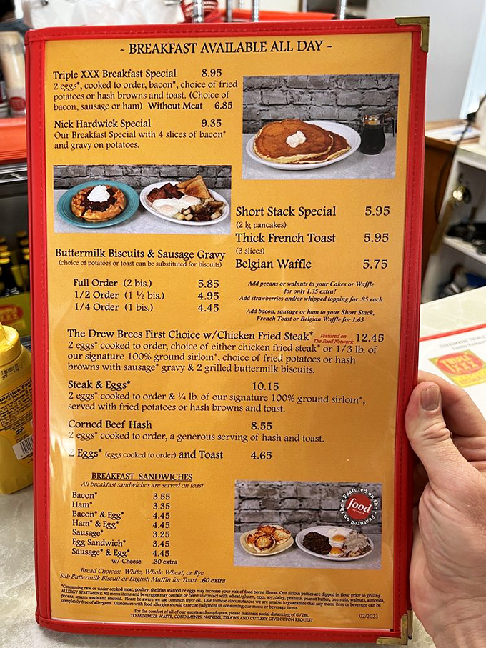 Decisions, decisions! This menu is a roadmap to culinary bliss, with breakfast served all day for those who believe 7 PM is the new 7 AM.