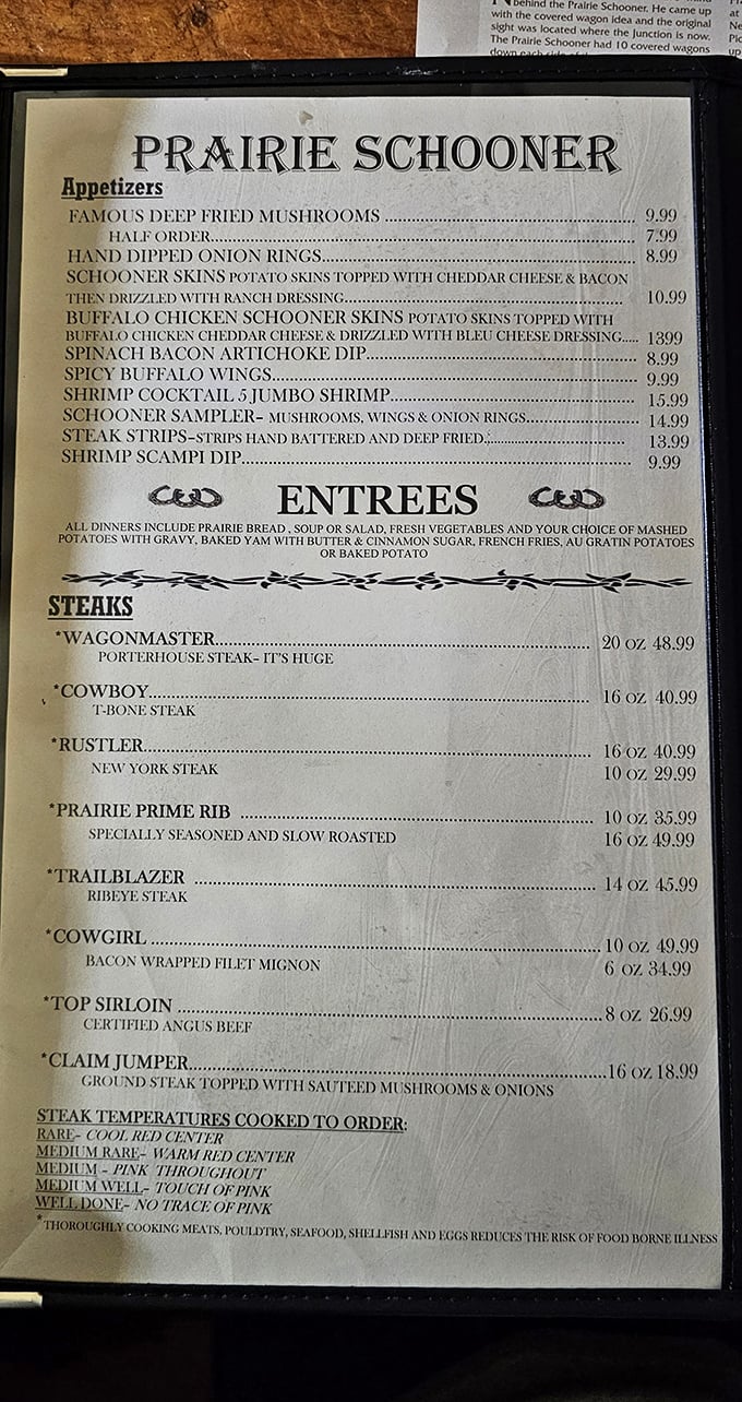 Saddle up for a feast! This menu's got more options than a cowboy has belt notches. Yeehaw for choice!