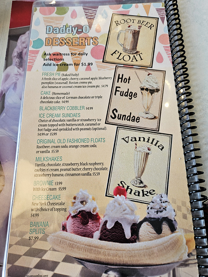 "Decisions, decisions…" The menu at DJ's is a greatest hits album of comfort food classics. From "Daddy-O Desserts" to "Hot Fudge Sundaes," it's a sweet tooth's dream come true.