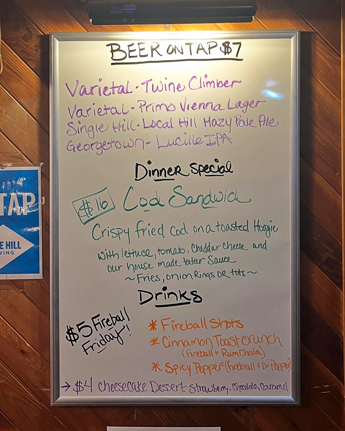 A chalkboard menu that's music to a foodie's ears. From local brews to hearty steaks, it's like a greatest hits album for your taste buds.