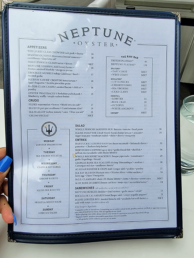 A menu that reads like poetry: From "Wellfleet Clam Chowder" to "Lobster Spaghettini," each dish promises a culinary sonnet for your taste buds.