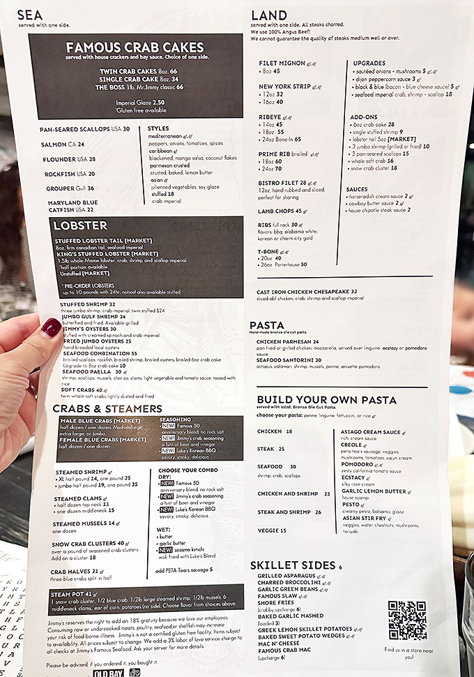 Decisions, decisions! Jimmy's menu is a seafood lover's choose-your-own-adventure book. Pro tip: Close your eyes and point &ndash; you can't go wrong here.