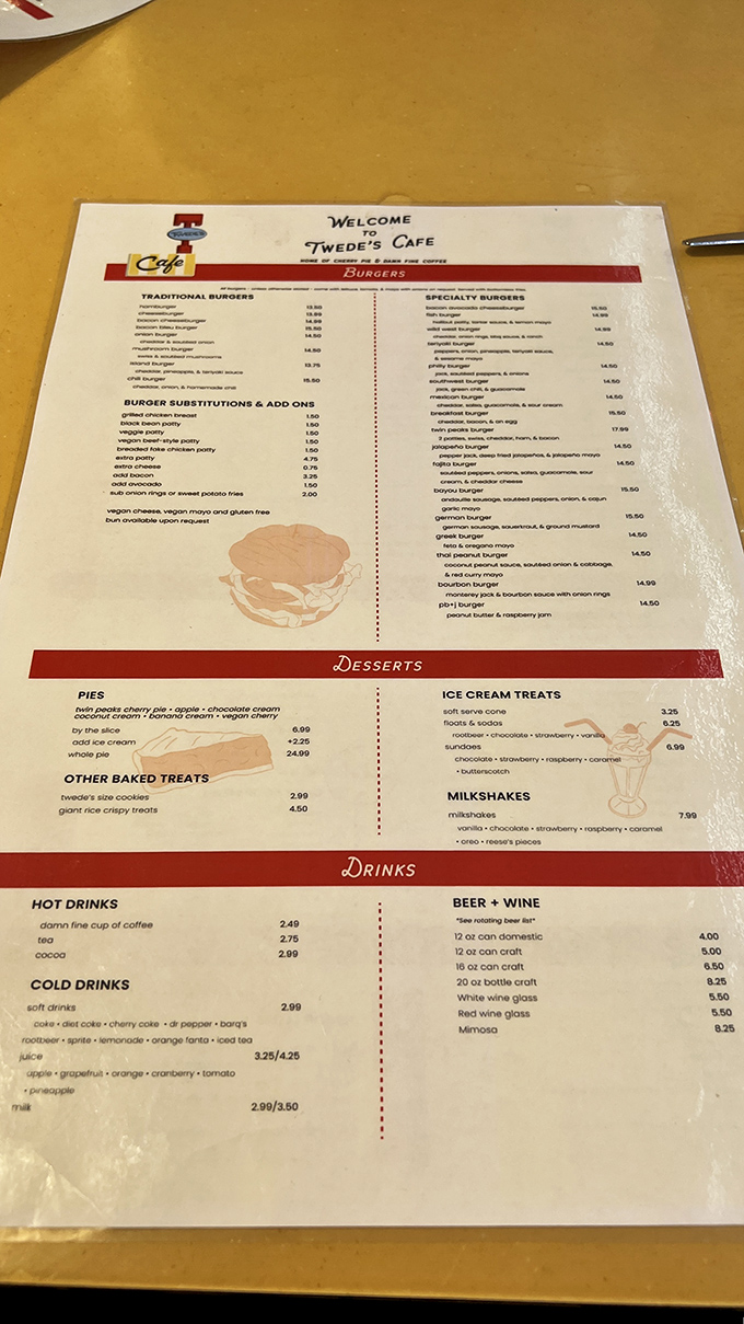 Decisions, decisions! Twede's menu is a roadmap to comfort food nirvana. Pro tip: Everything pairs well with a "damn fine cup of coffee."