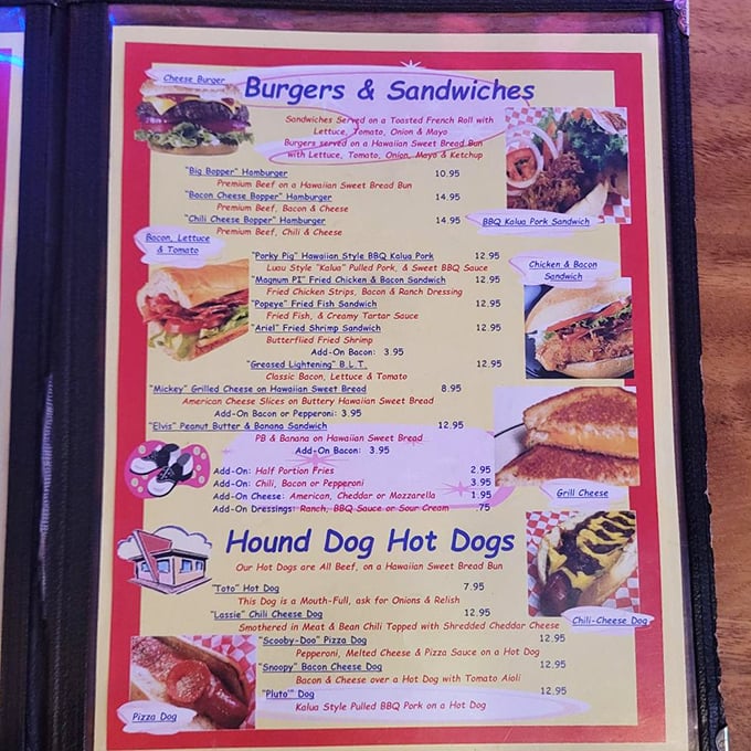 Decisions, decisions! This menu is like a greatest hits album of comfort food, with a few Hawaiian remixes thrown in for good measure.