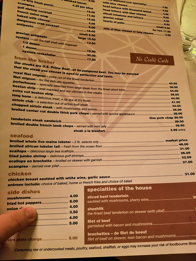 No fancy fonts or trendy descriptions here. Just a straightforward menu that lets the steaks speak for themselves. And boy, do they have a lot to say!