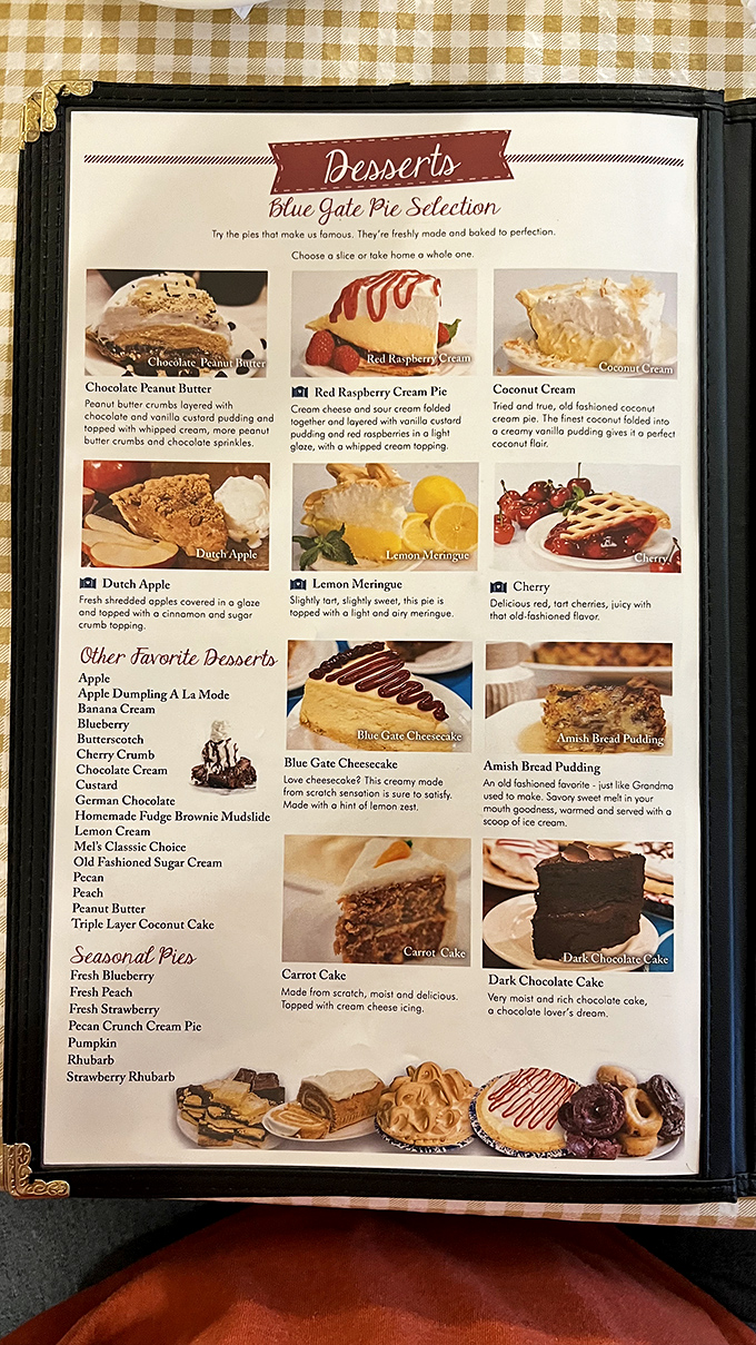 Behold, the holy grail of dessert menus! This pie selection is so tempting, you might need to flip a coin or just close your eyes and point.
