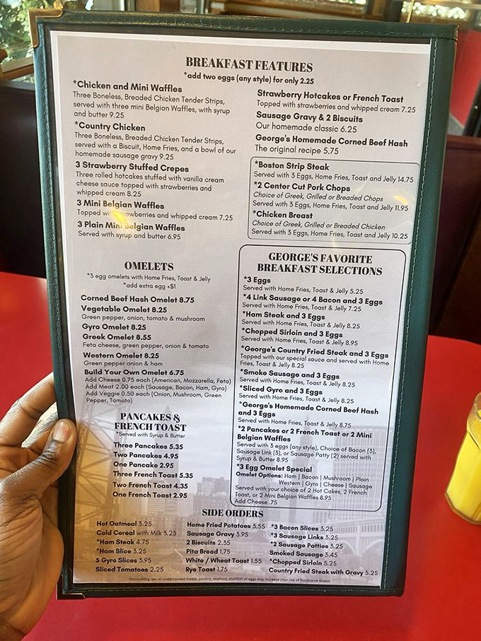 Behold, the sacred text of breakfast lovers! This menu is like a choose-your-own-adventure book, where every choice leads to deliciousness. Warning: May cause spontaneous drooling.