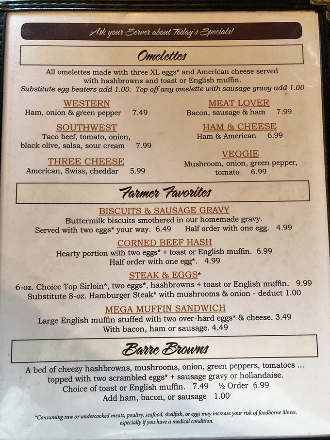 Decisions, decisions! This menu is like a greatest hits album of breakfast classics. Warning: May cause uncontrollable drooling and sudden cravings.