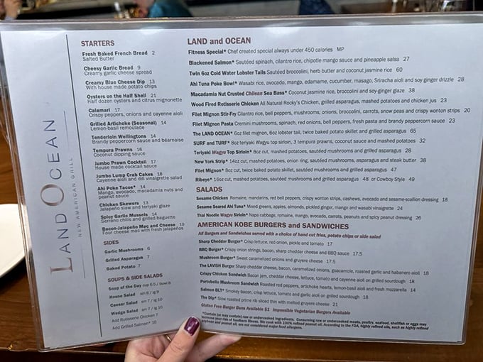 This menu is a treasure map of flavors. From ocean delights to land-based treats, it's a choose-your-own-adventure for your taste buds.