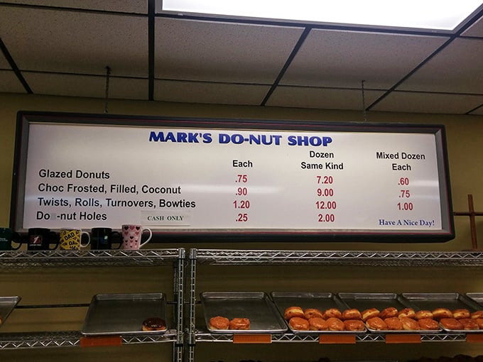 Choices, choices! This menu board is like a roadmap to happiness, with prices that won't sugar-shock your wallet.