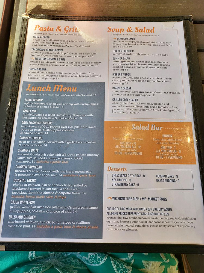 Behold, the treasure map of flavors! This menu is your passport to a world of oceanic delights. Choose wisely, matey!