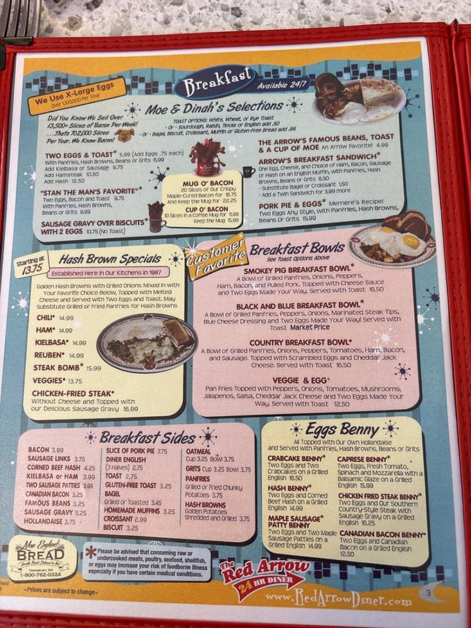Decisions, decisions! This menu is a roadmap to comfort food nirvana. Pro tip: Bring your reading glasses and an empty stomach.
