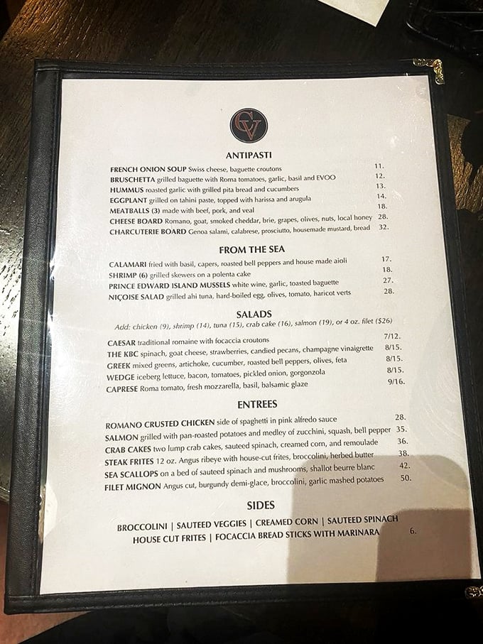 Decisions, decisions! This menu is like a treasure map for your taste buds. From French onion soup to filet mignon, every choice is an adventure.