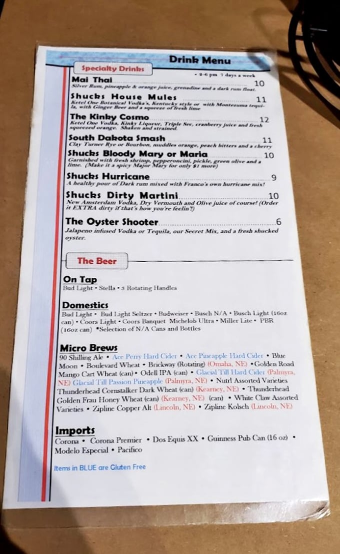 Dive into a sea of libations! From the "Shucks Botanical Mule" to the "Oyster Shooter," this drink menu is making waves and turning landlocked happy hours into beachside bliss.