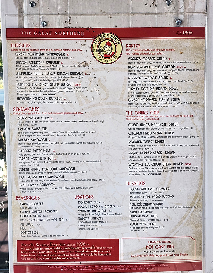 A menu that reads like a greatest hits album of American cuisine. Warning: May cause spontaneous drooling and indecision.