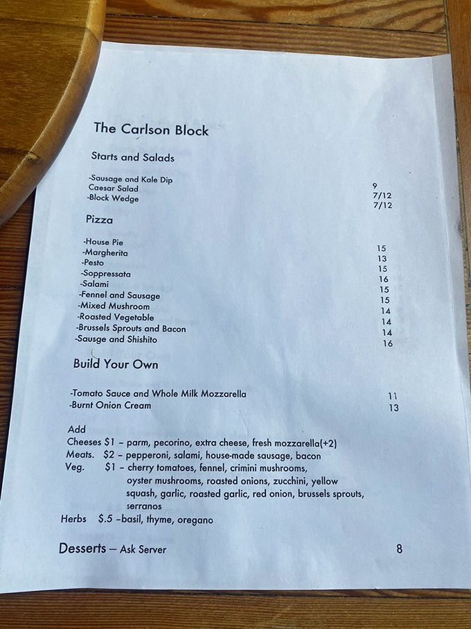 A menu that reads like a love letter to pizza enthusiasts. From classic Margherita to adventurous Brussels Sprouts and Bacon, each option is a siren song for your taste buds.