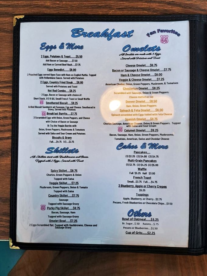Behold, the sacred text of comfort food! This menu is like a roadmap to happiness, with all roads leading to a full belly and a happy heart.